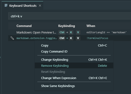 Keybinding context variable for Markdown preview · Issue #530 · yzhang-gh/vscode-markdown · GitHub