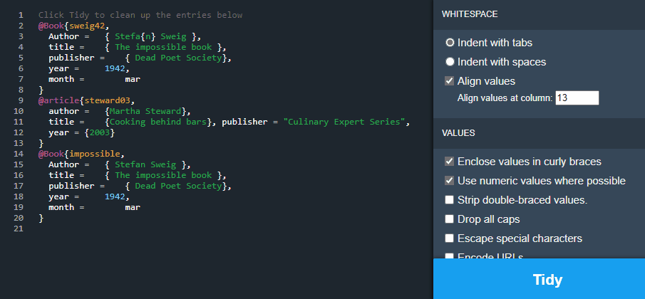 Add bibtex-tidy support to format and sort .bib files · Issue #1761 ...