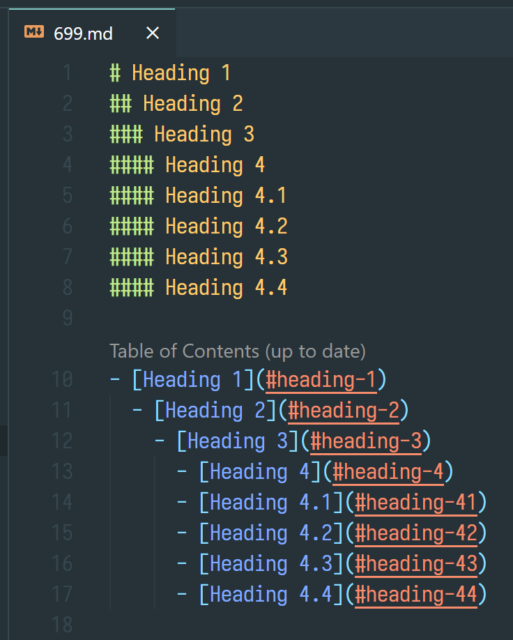 Incorrect TOC when the document contains code blocks with complex info string · Issue #699 ...