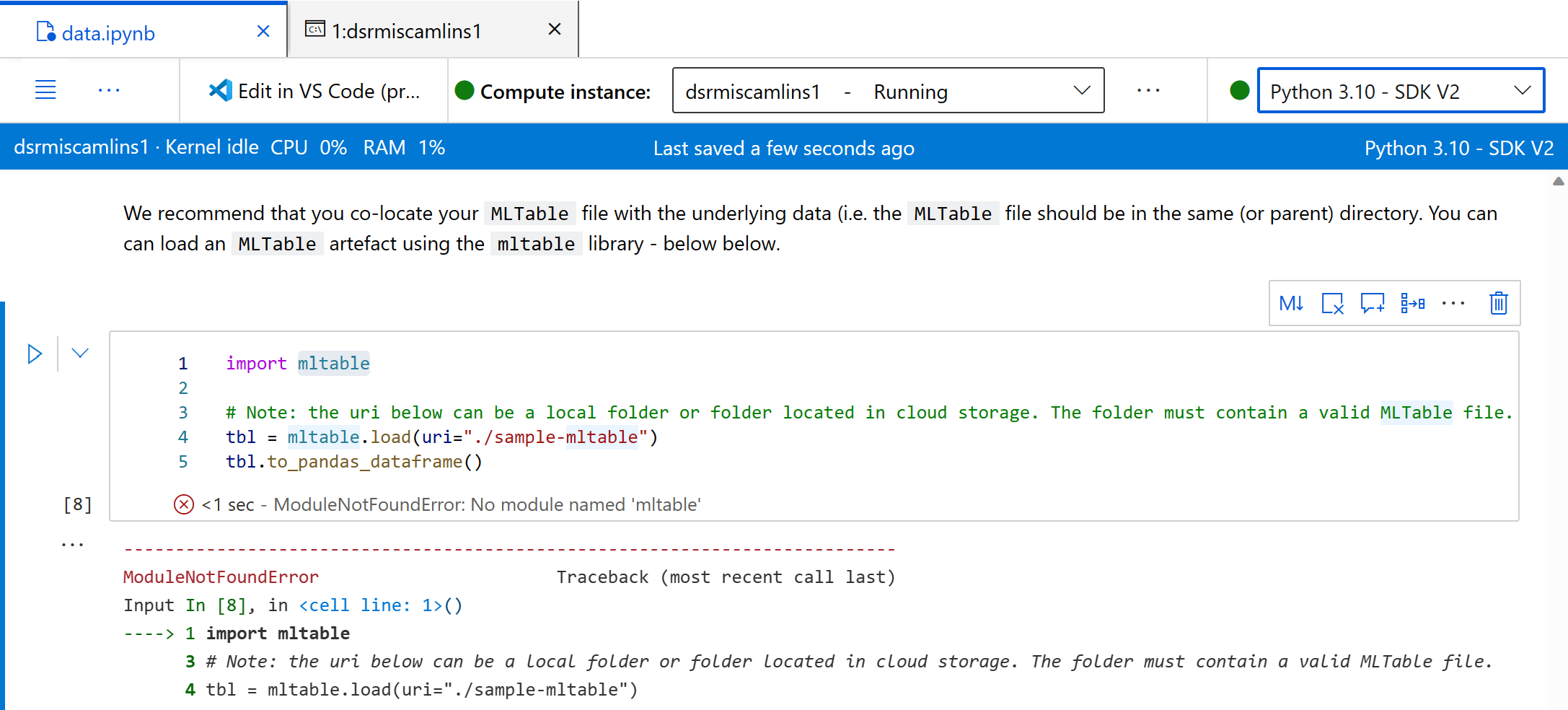 Modulenotfounderror No Module Named Mltable · Issue 1653 · Azure Azureml Examples · Github