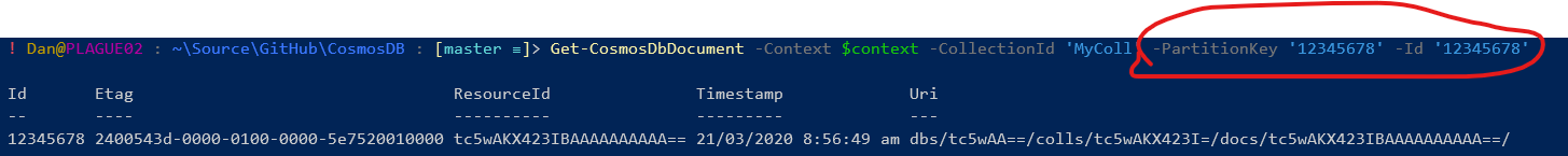 New-CosmosDbDocument returns 400 Bad Request · Issue #339 · PlagueHO/CosmosDB · GitHub
