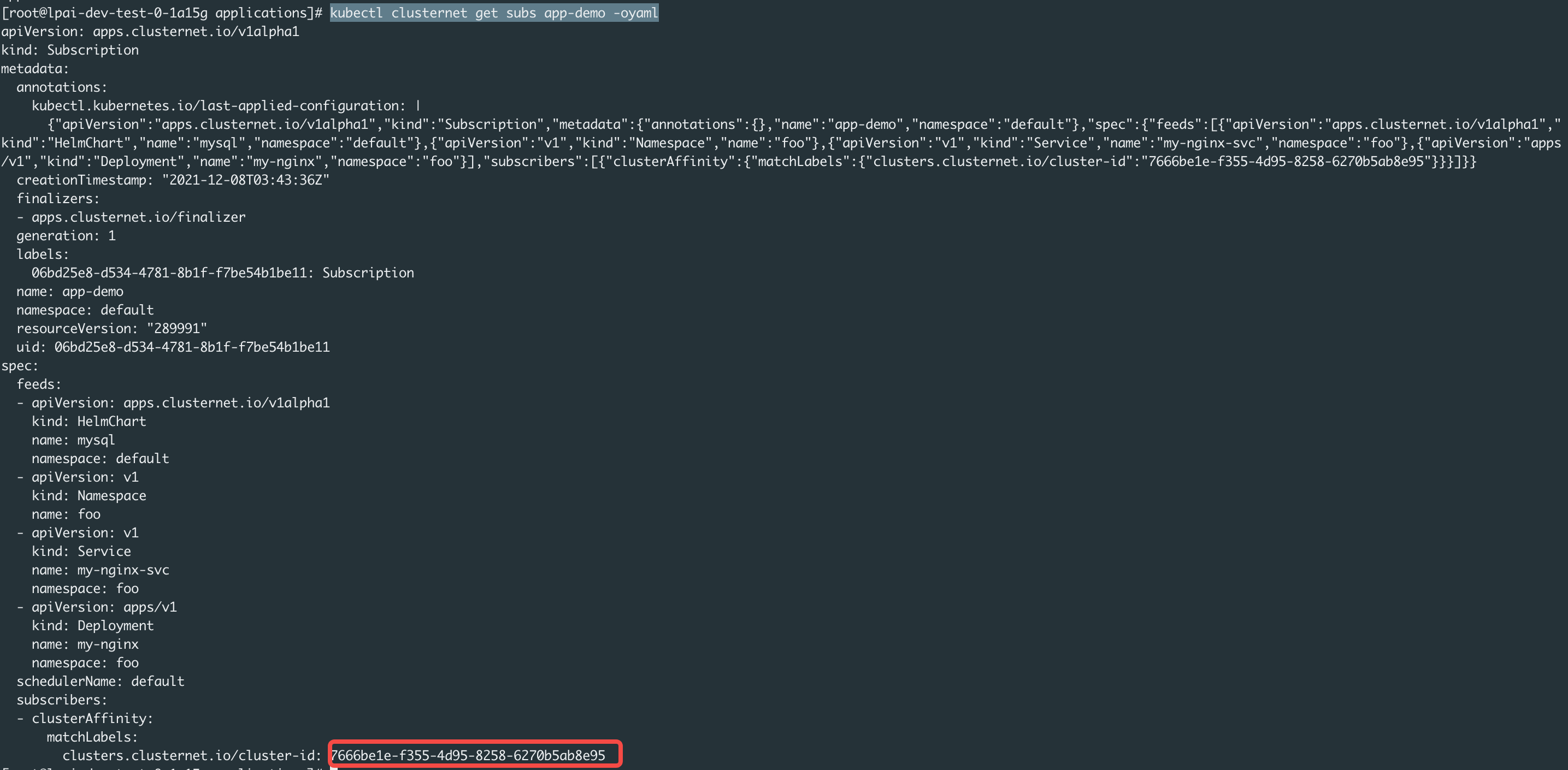 Execute the "examples/ Applications" example, not deployed to the application to multiple ...