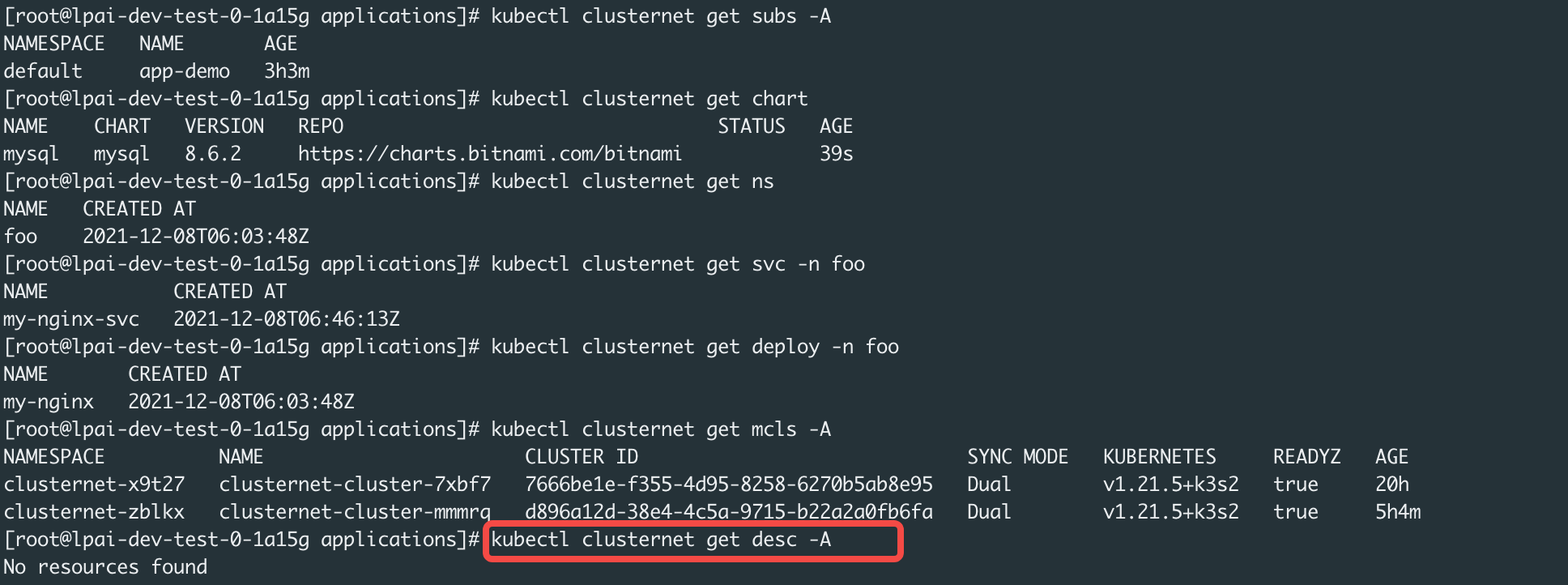 Execute the "examples/ Applications" example, not deployed to the application to multiple ...