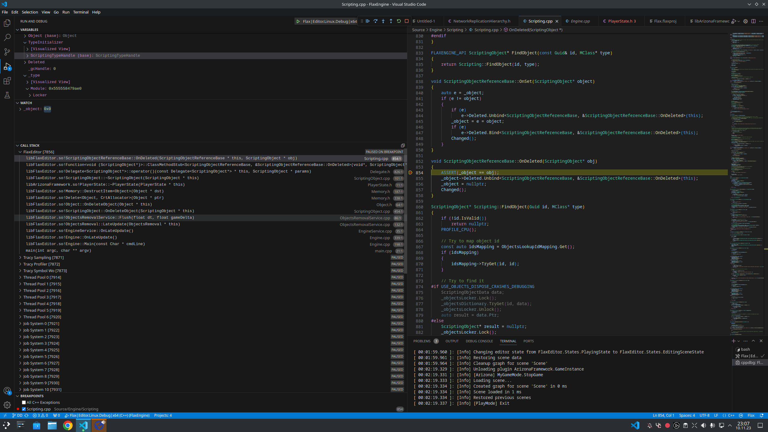 [LINUX BUG] Exception when exiting game mode · Issue #1920 · FlaxEngine/FlaxEngine · GitHub