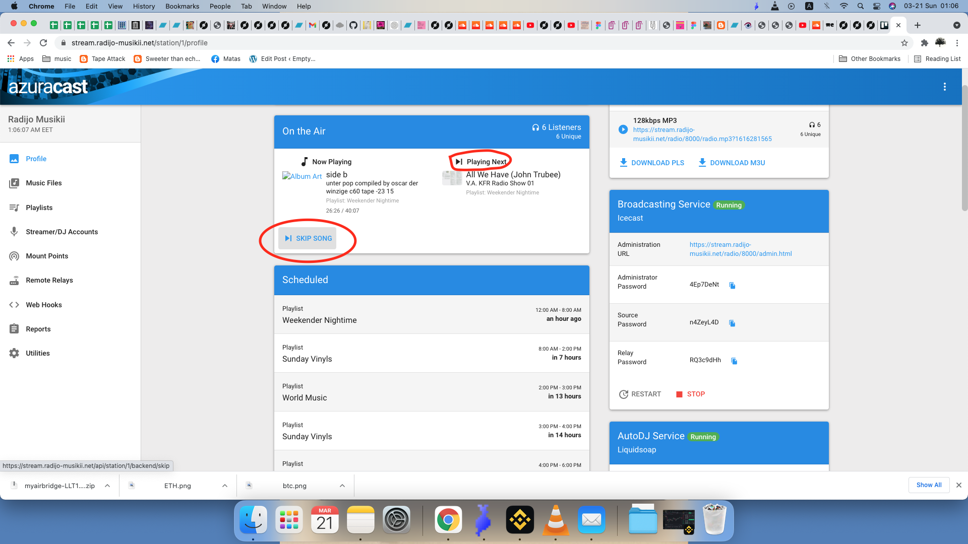 "skip song" button does not skip to "palying next" song. · AzuraCast ...