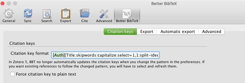 The Citation Key displays pinyin when the author of the document is ...