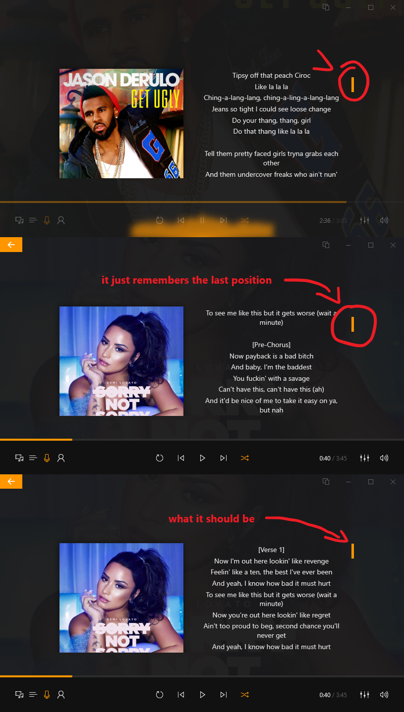 Lyric scroll doesn't reset after changing the music · Issue #1263 · digimezzo/dopamine-windows ...