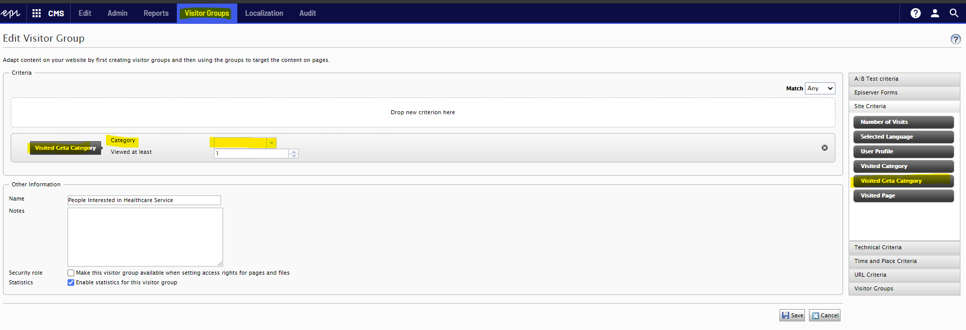 Geta Categories not visible on Vistor Groups Site Criteria · Issue #733 · episerver/Foundation ...