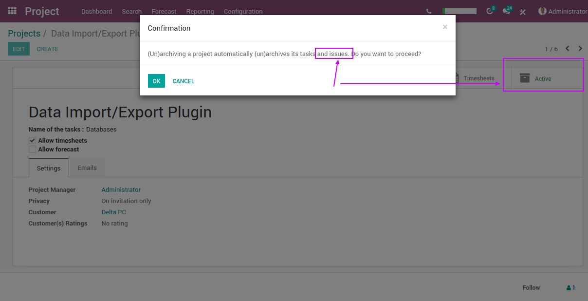 Archiving project does not archive issues · Issue #25112 · odoo/odoo · GitHub
