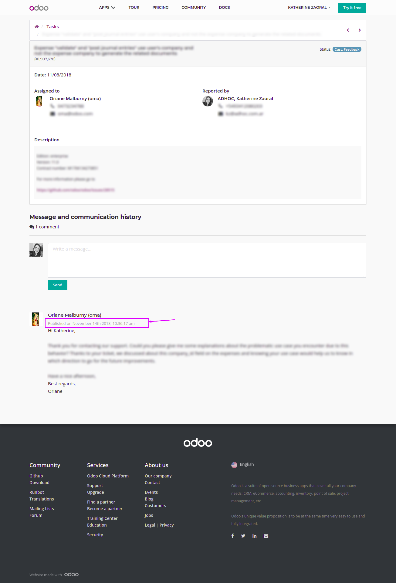 odoo.com: I am not receiving messages responses from reported tickets · Issue #28854 · odoo/odoo ...