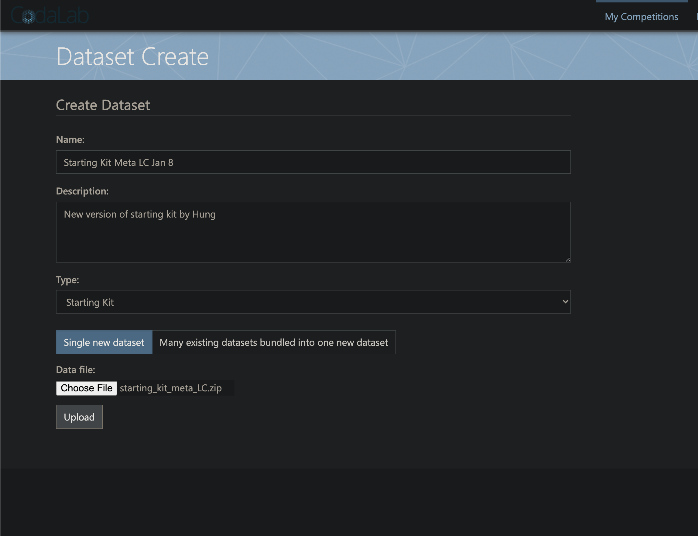 Upload dataset failure · Issue #3071 · codalab/codalab-competitions · GitHub