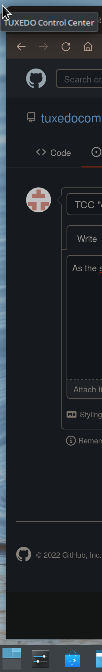 TCC "occupies" a small portion of upper left screen · Issue #179 · tuxedocomputers/tuxedo ...