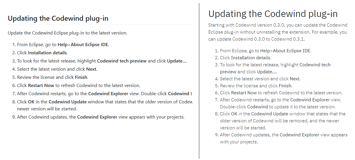 Make the headings & subheadings more distinct · Issue #512 · eclipse-archived/codewind · GitHub