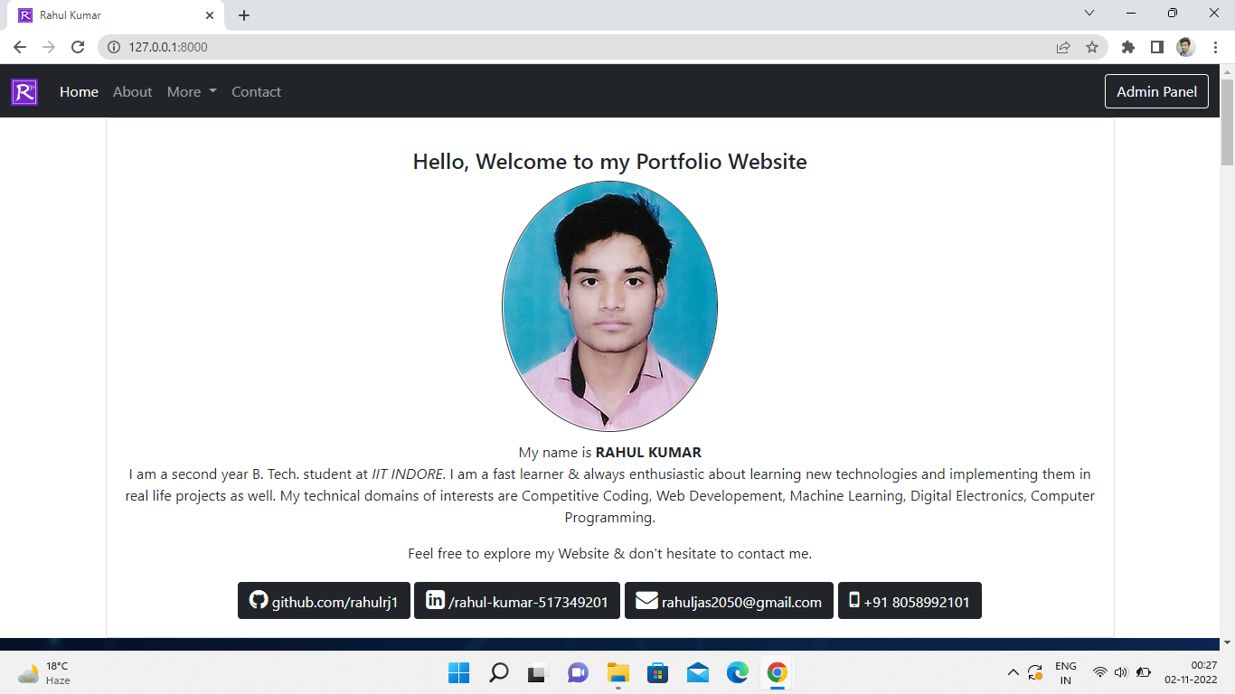 GitHub - rahulrj1/portfolio: Personal portfolio website created with ...