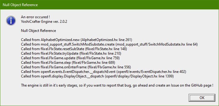 Bug Report: Any Instance of the AlphabetOptimized class crashes the game · Issue #282 ...