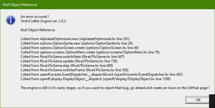 Bug Report: Any Instance of the AlphabetOptimized class crashes the game · Issue #282 ...