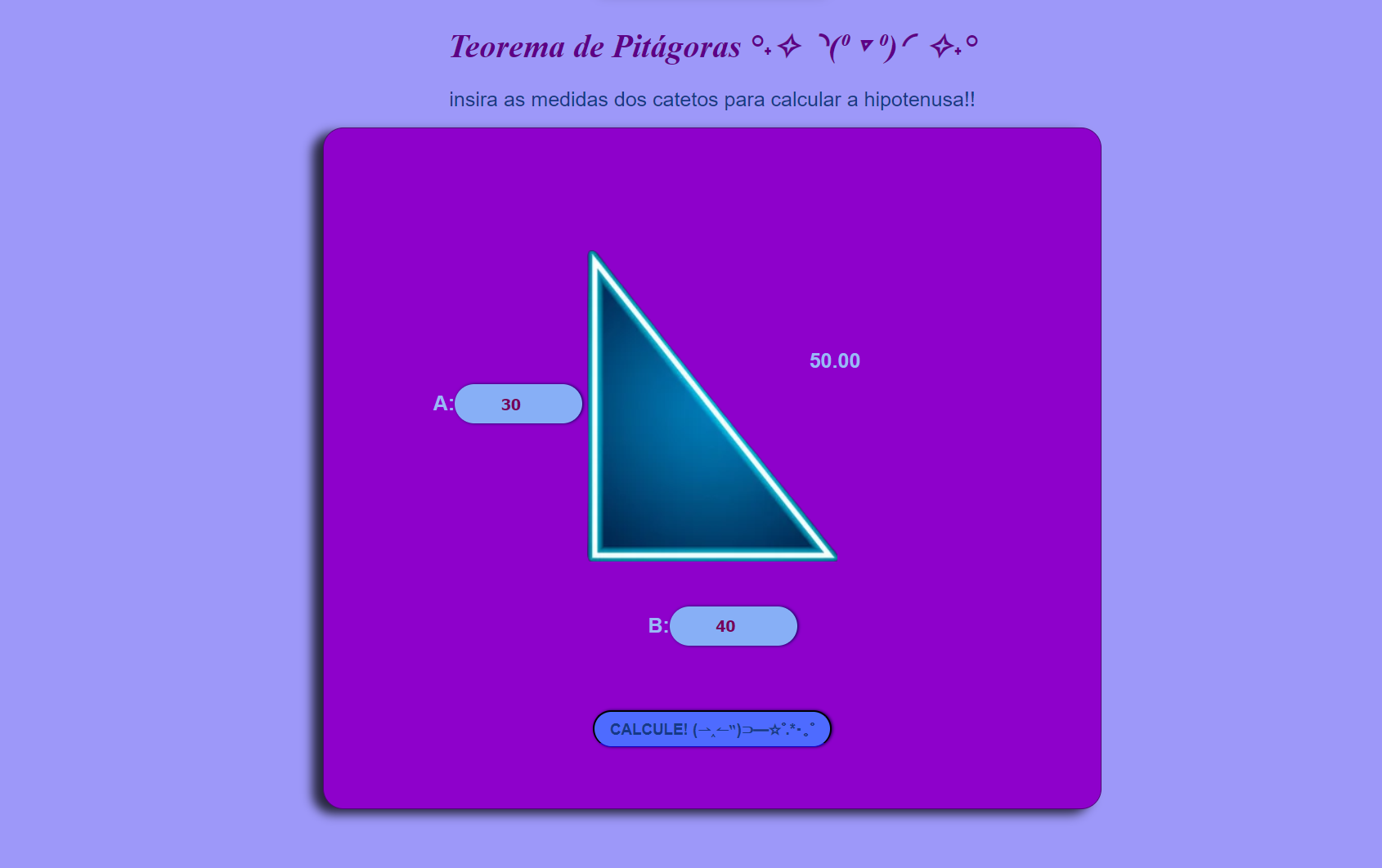 GitHub - vivalaclara/calculadorahipotenusa: Calculadora de hipotenusa simples de um triângulo ...