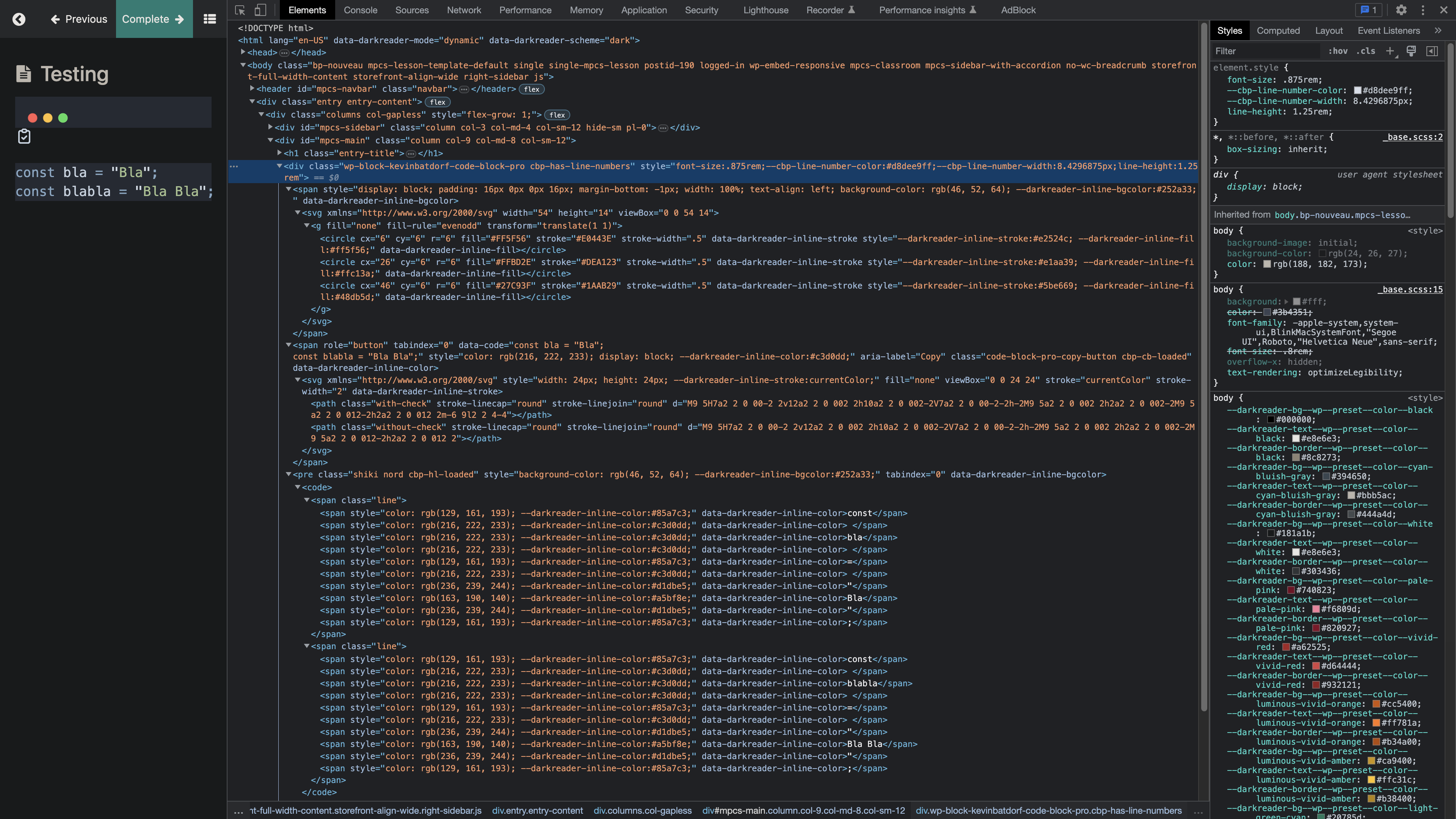 Code-block has margins! · Issue #181 · KevinBatdorf/code-block-pro · GitHub