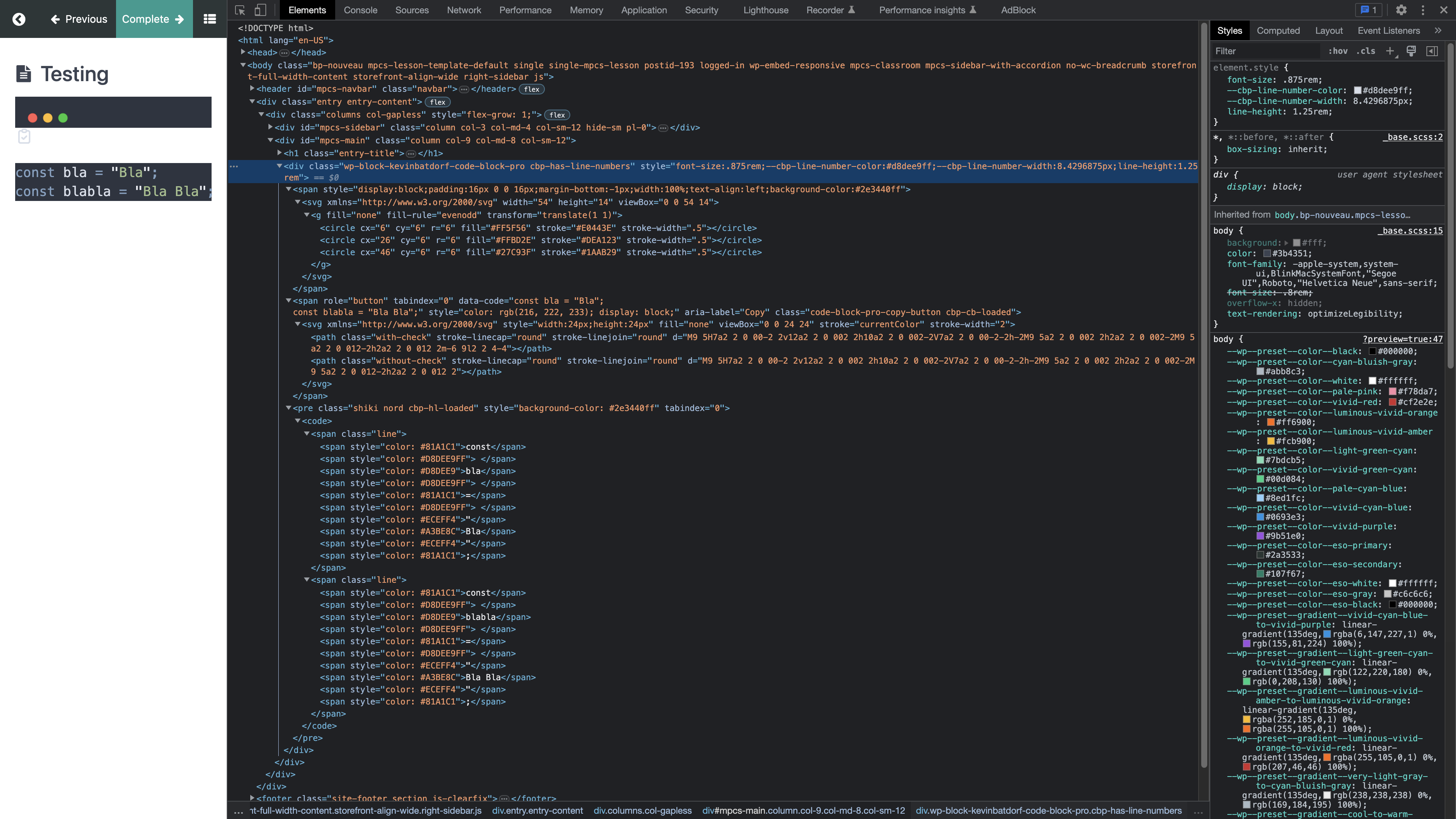 Code-block has margins! · Issue #181 · KevinBatdorf/code-block-pro · GitHub
