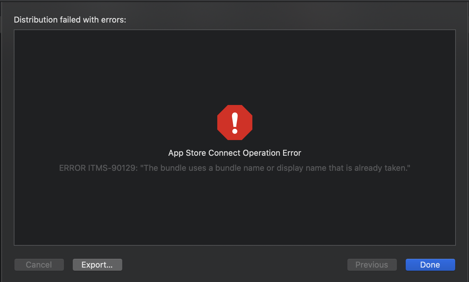 ERROR ITMS-90129: "The bundle uses a bundle name or display name that is already taken." · Issue ...