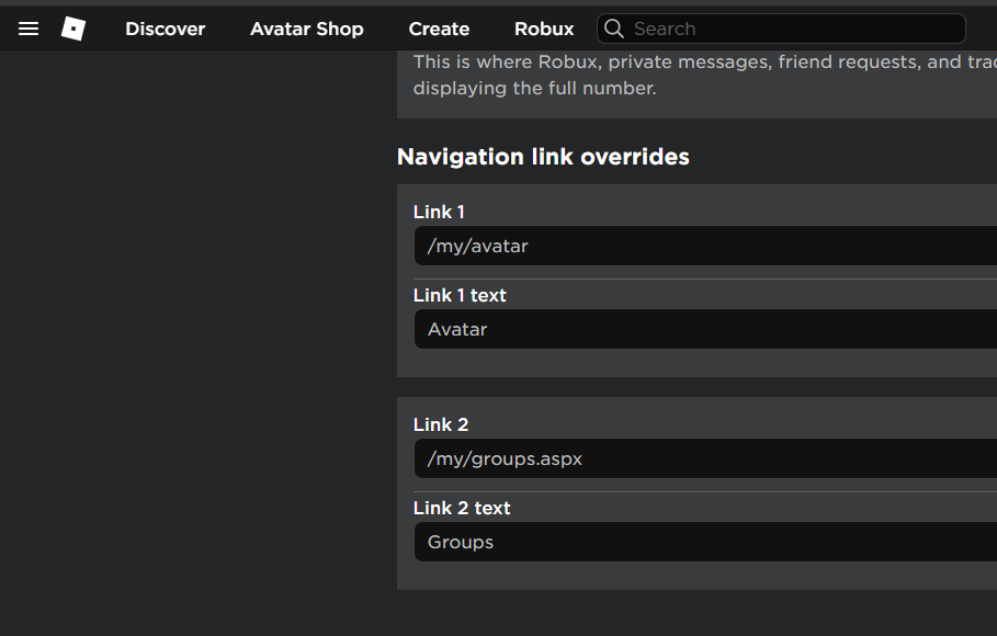 Navigation Link Overrides not working · Issue #28 · roblox-plus/extension · GitHub