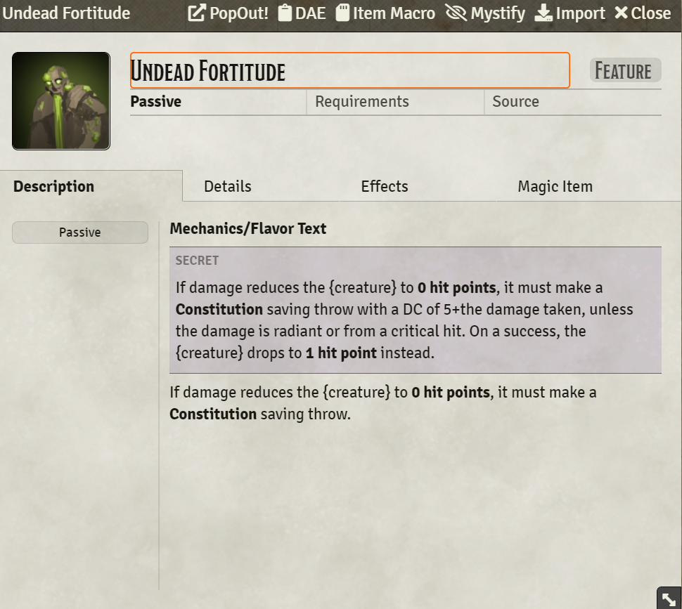[Bug] Undead Fortitude settings do not calculate correctly · Issue #107 · trioderegion/dnd5e ...