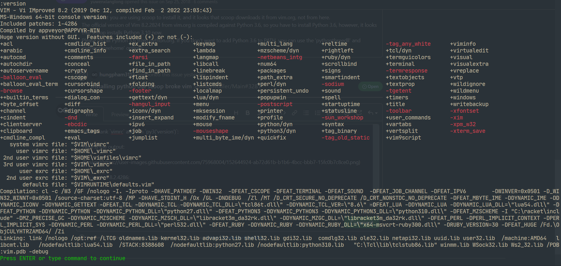Fatal Python Error · Issue 71 · Vimvim Win32 Installer · Github 
