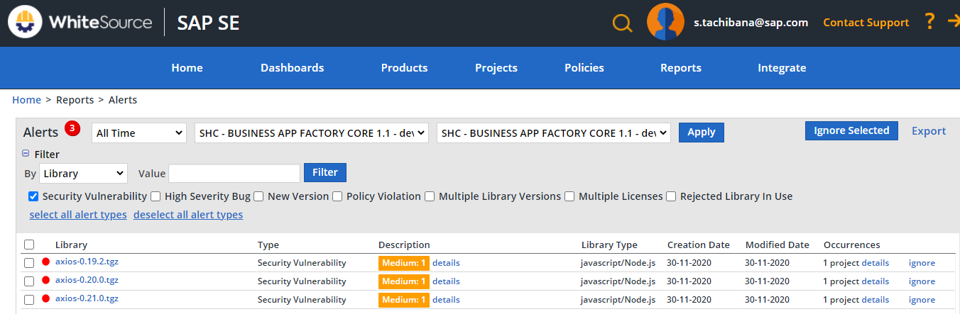 CLOUD SDK JS 1.0 - risk assessment for vulnerability (medium) in axios ...