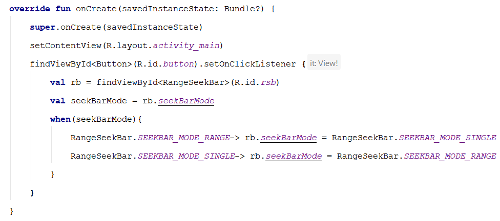 Changing seek bar mode at runtime throws NPE · Issue #72 · Jay-Goo/RangeSeekBar · GitHub