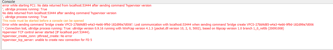 No data returned from localhost:49244 after sending command 'hypervisor version ', uBridge ...