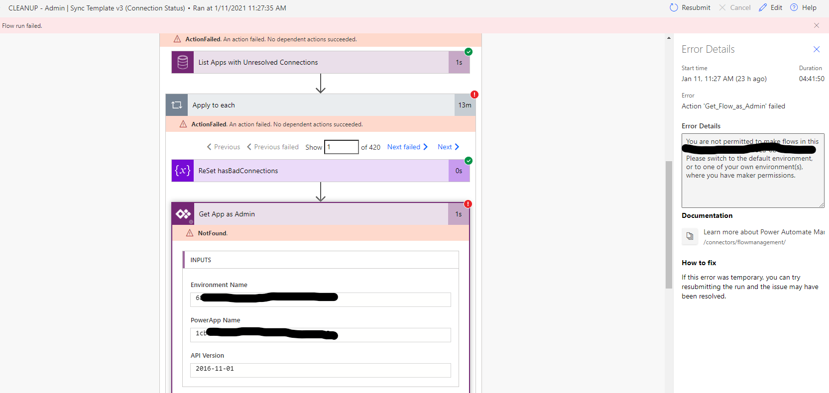 [BUG]: CLEANUP - Admin | Sync Template v3 (Connection Status) cannot delete flow/app permission ...