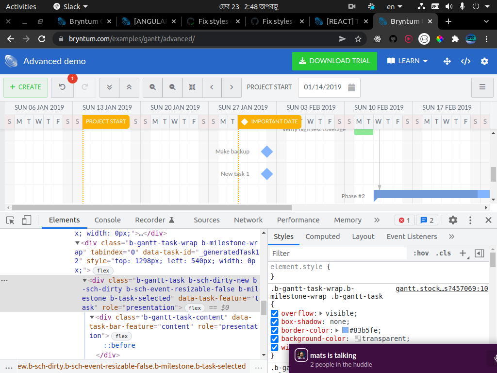 Selecting a milestone task does not change its background · Issue #4257 · bryntum/support · GitHub