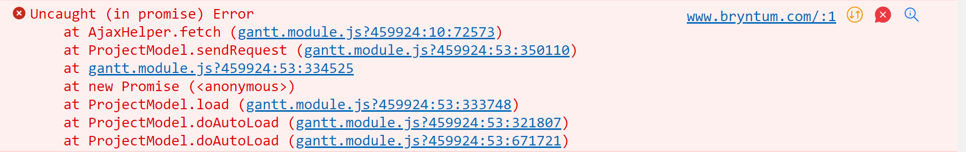 Error still shows in the console when using `load().catch(callback)` · Issue #4901 · bryntum ...