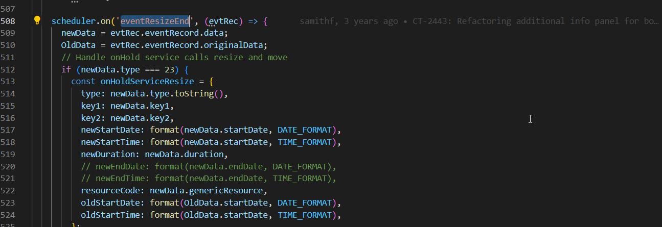 `eventResizeEnd` doesn't return the resized `eventRecord` · Issue #5500 · bryntum/support · GitHub