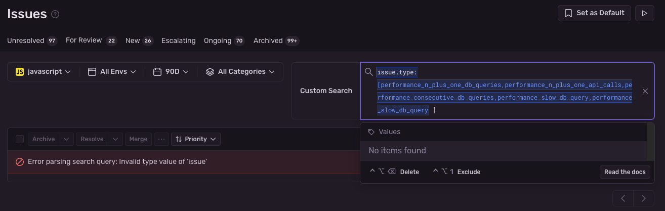 [Issue Stream] selecting multiple issue.types breaks cursor placement · Issue #51255 · getsentry ...