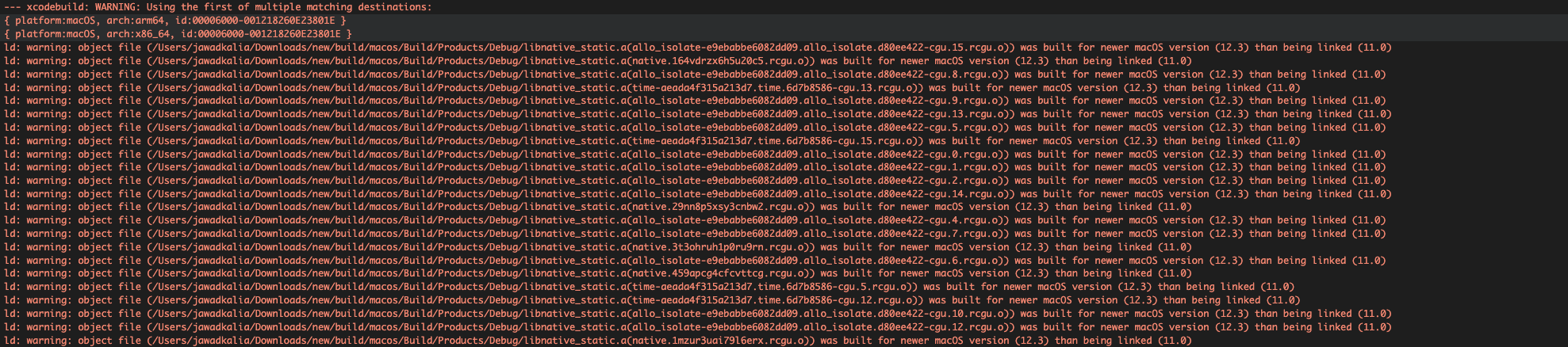[Bug] Headers files for macos/ios are not generated as expected when following the multiple ...