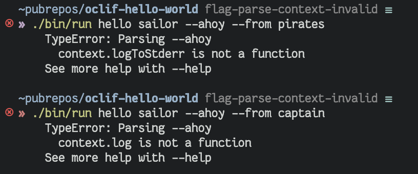 Flag parse context is not a `Command` instance · Issue #621 · oclif/core · GitHub