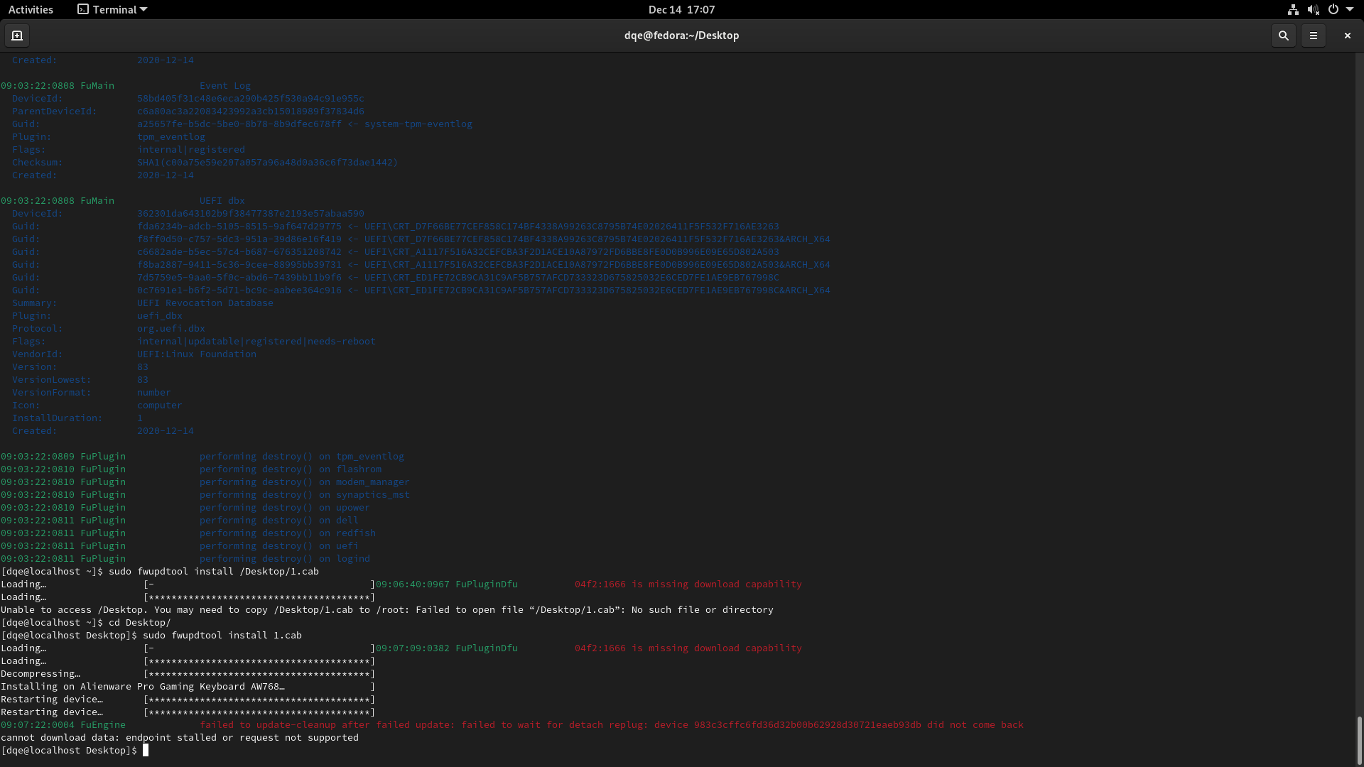 DFU device cannot download data: endpoint stalled or request not supported. · fwupd fwupd ...