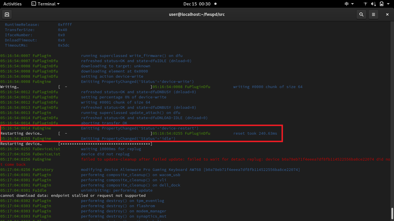 DFU device cannot download data: endpoint stalled or request not supported. · fwupd fwupd ...
