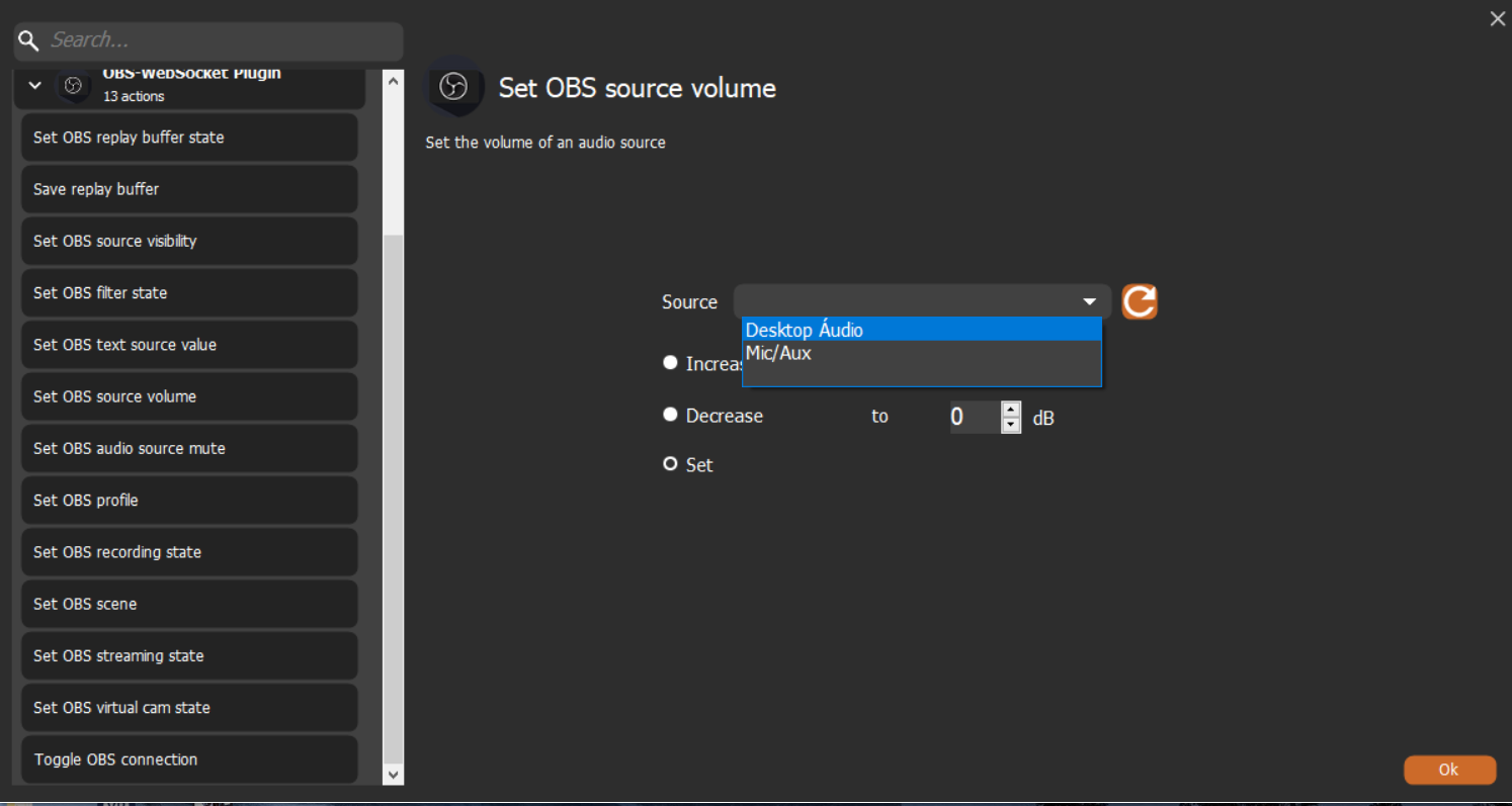 "Set OBS Source Volume" only showing the standard audio devices · Issue #246 · Macro-Deck-App ...