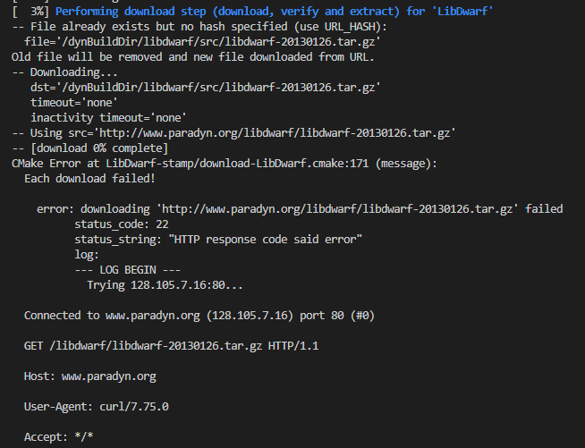 Each download failed! · Issue #1278 · dyninst/dyninst · GitHub