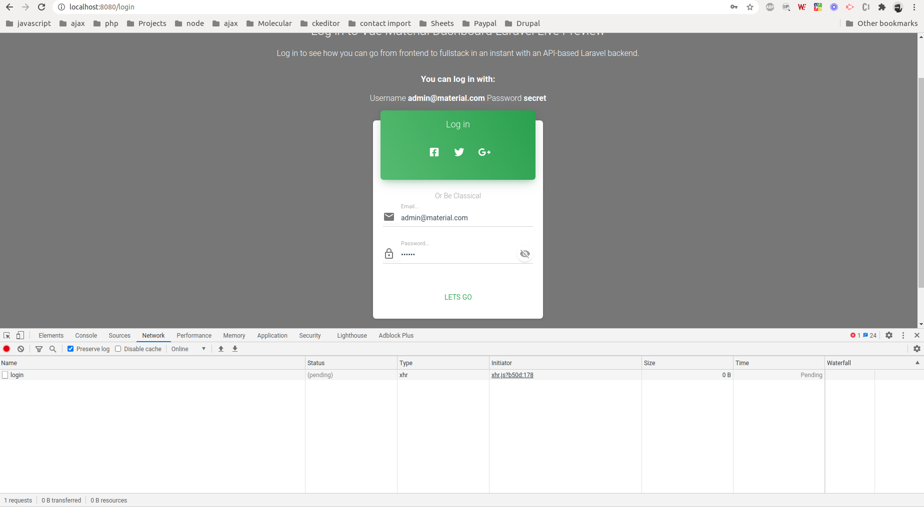 Impossible to login · Issue #8 · creativetimofficial/vue-material ... Impossible to login · Issue #8 · creativetimofficial/vue-material ...
