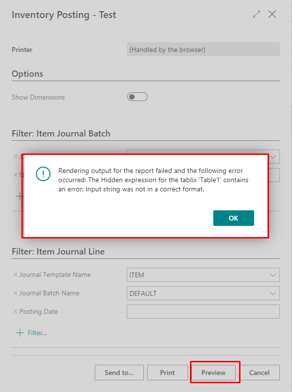 Error on hidden expression on Inventory Posting - Test Report BC17 CU1 ...