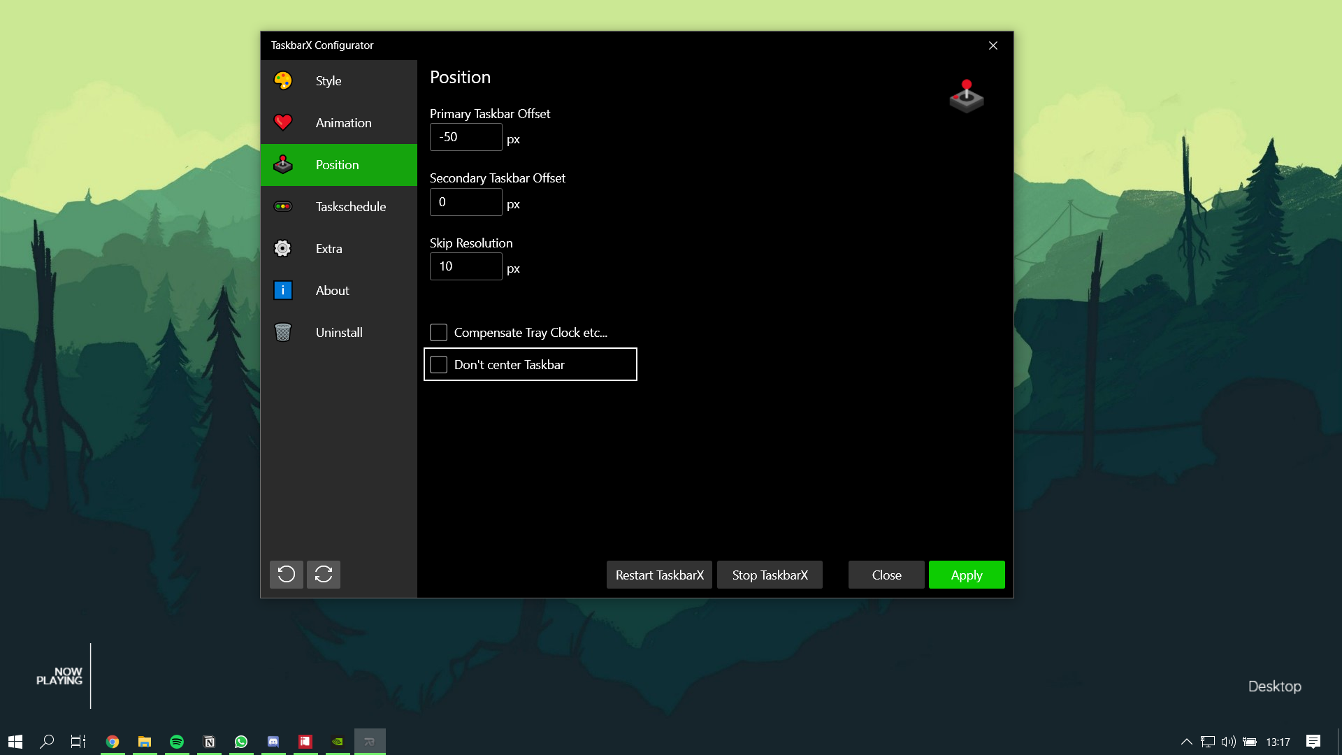 Taskbarx Center Taskbar Icons
