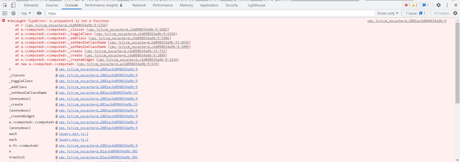 Clicking on "Add Pages and Navigate Your Site" from user side throws error in console "cms.js ...