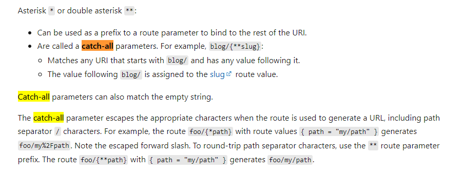 Question: catch-all route difference between '*' and '**' · Issue #42909 · dotnet/aspnetcore ...