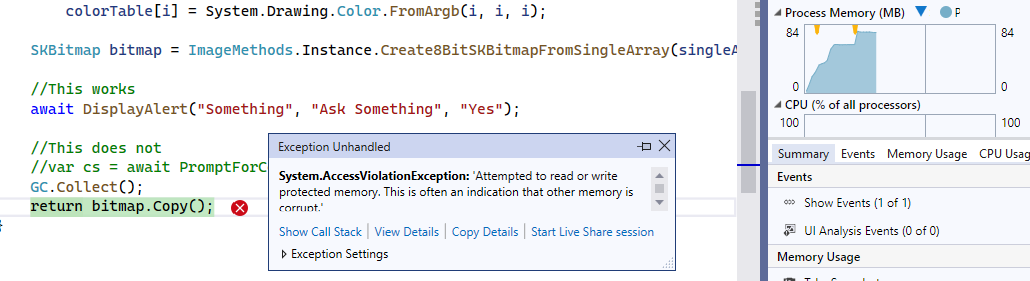 [BUG] Access Violation Error on SKBitmap.Copy() · Issue #2456 · mono/SkiaSharp · GitHub