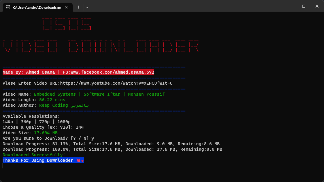GitHub - ahmedosamaft/Video-Downloader: Python Video Downloader