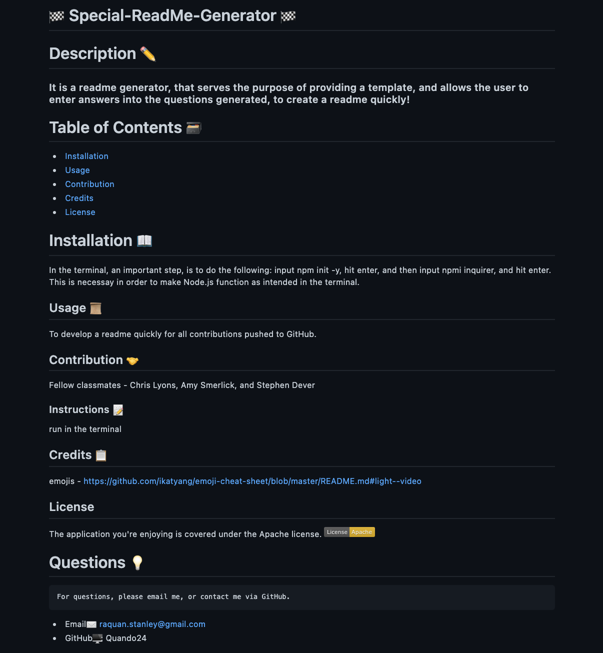 GitHub - Quando24/Special-ReadMe-Generator