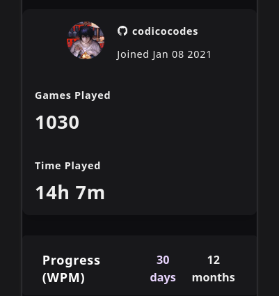 Make profile page mobile optimized · Issue #108 · codicocodes/speedtyper.dev · GitHub